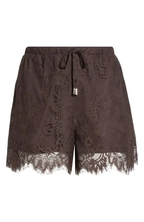 KITTENISH Asymmetrical Lace Skort With Drawstring Waist - Chocolate Plum