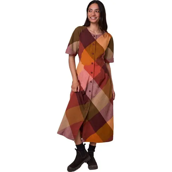 CELTIC & CO. Bias Cut Midi Dress - Multi Check