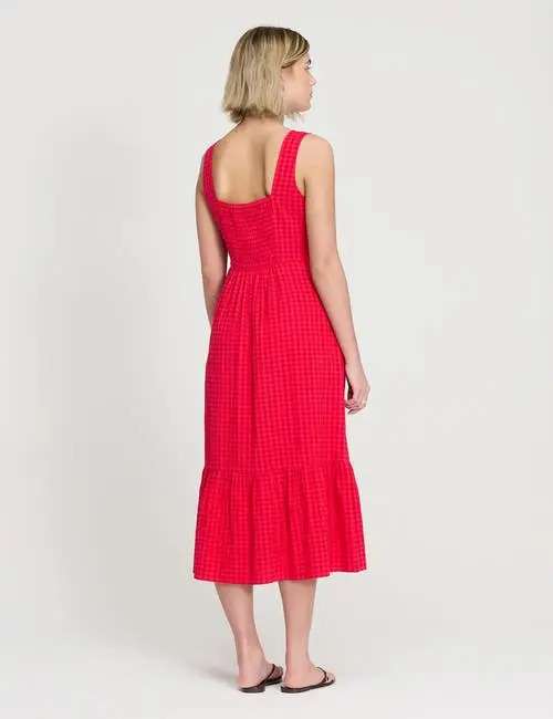 FINERY LONDON Petite Cara Gingham Seersucker Dress - Pink