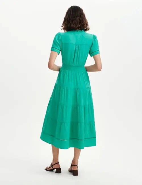 FINERY LONDON Petite Natalia Cheesecloth Midi Dress - Green