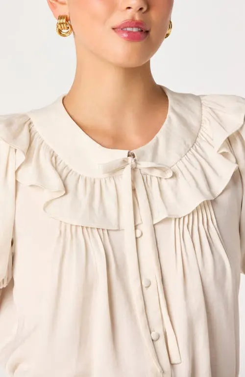 Astr The Label Zayne Ruffle Satin Top - Champagne