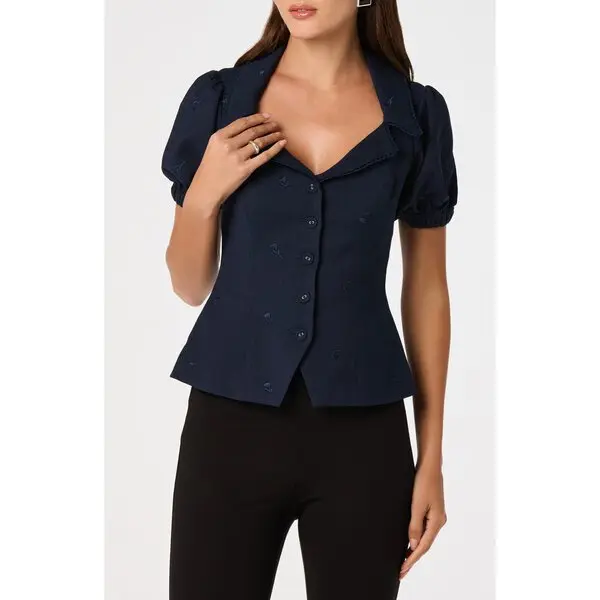 Astr The Label Anne Top - Navy