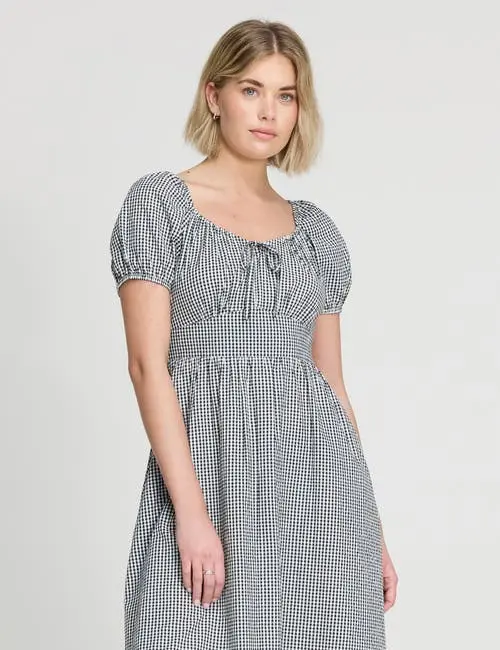 FINERY LONDON Kaitlyn Cotton Gingham Midi Dress