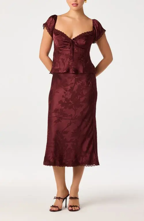 Astr The Label Windey Satin Midi Skirt