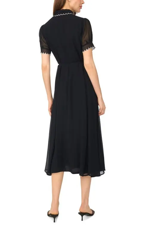 CECE DUPRAZ Scalloped Contrast Stitch Shirtdress