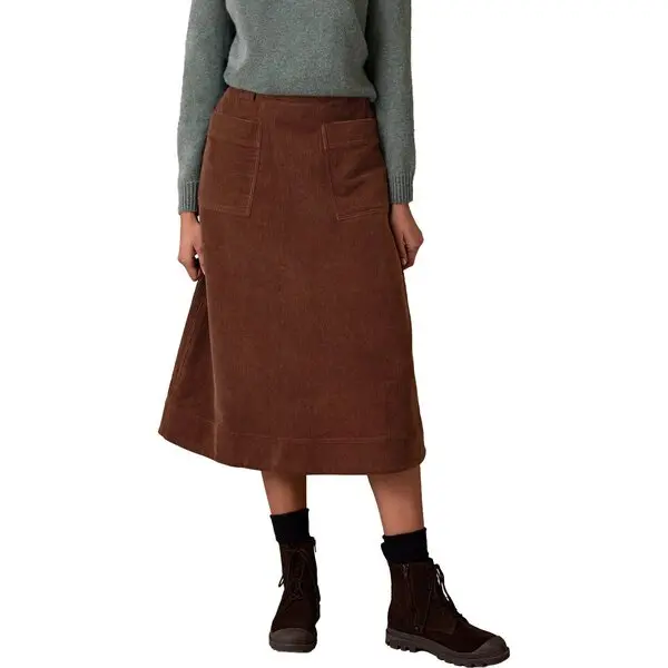 CELTIC & CO. Utility Cord Midi Skirt - Chocolate