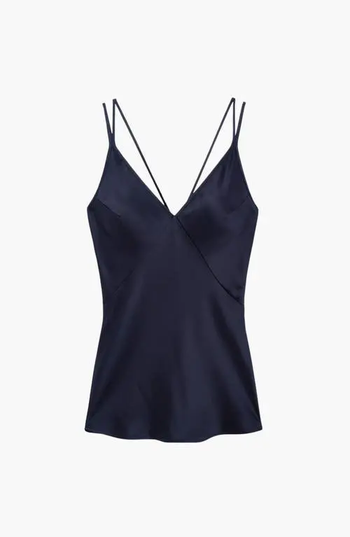 ANINE BING Blanca Satin Camisole - Navy