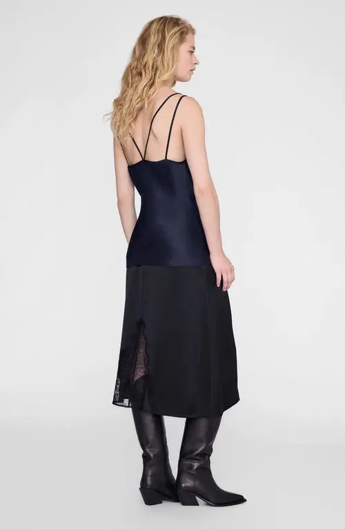 ANINE BING Blanca Satin Camisole - Navy
