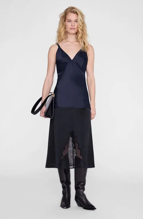 ANINE BING Blanca Satin Camisole - Navy