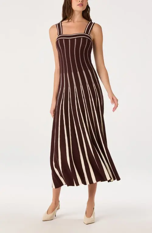 Astr The Label Marlen Striped Fit And Flare Midi Dress