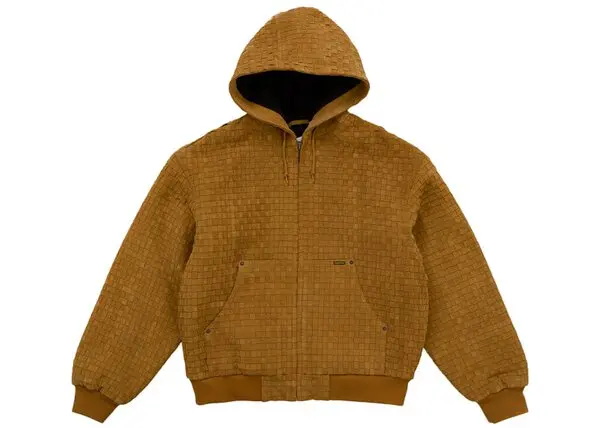 Supreme Woven Suede Hooded Work Jacket - Mustard