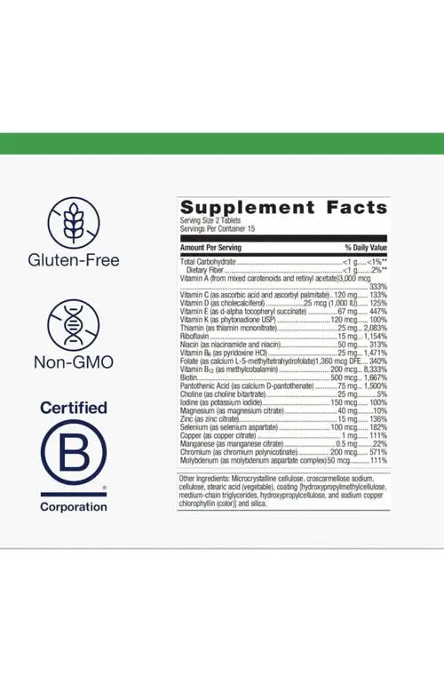 METAGENICS Phytomulti Comprehensive Daily Multivitamin Supplement 30 Tablets