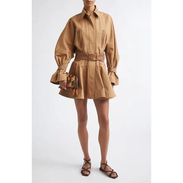 Zimmermann Valiant Long Sleeve Cotton Drill Minidress