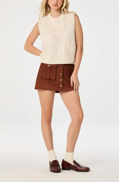 Astr The Label Edlyn Patchwork Cable Knit Sweater Vest
