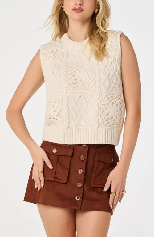 Astr The Label Edlyn Patchwork Cable Knit Sweater Vest