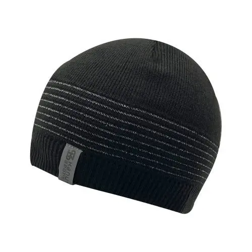 KANUT SPORTS Ribbed Knit Beanie With Reflective Stripes - Black