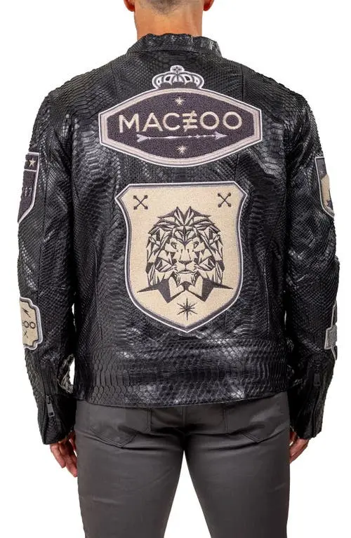MACEOO Marthyr Python Embossed Faux Leather Jacket