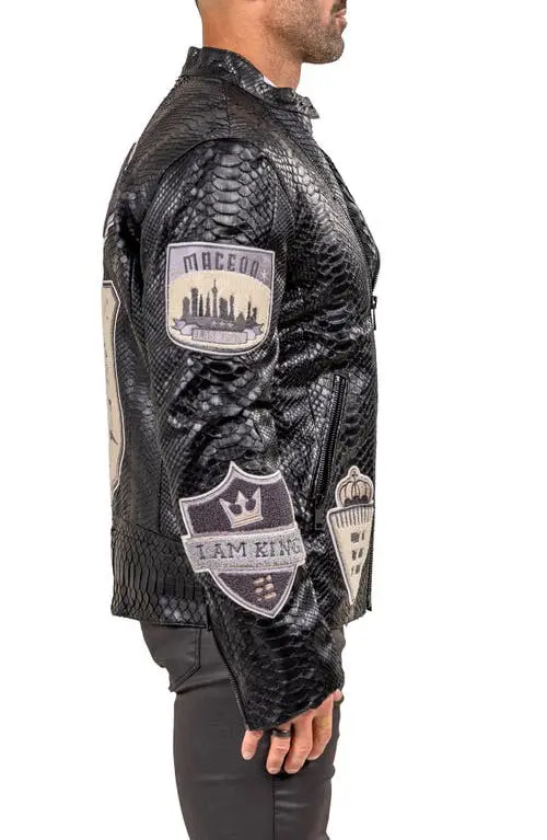 MACEOO Marthyr Python Embossed Faux Leather Jacket