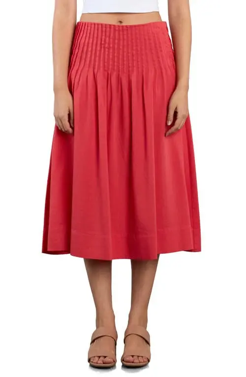 WASH LAB DENIM Pintuck Midi Skirt - Teaberry