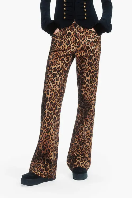 Anna Sui Leopard Denim Jeans