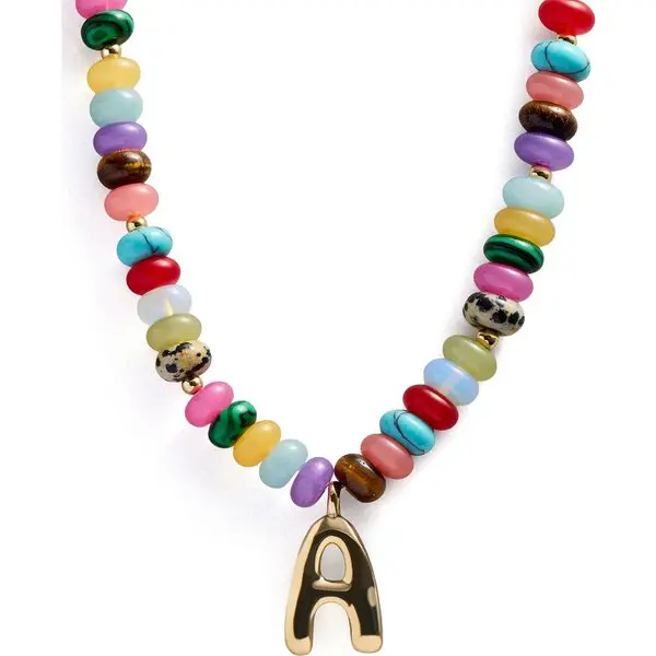 Baublebar Semi Precious Bubble Initial Pendant Necklace - Multi A