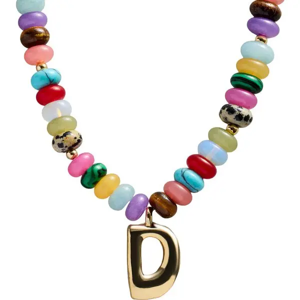 Baublebar Semi Precious Bubble Initial Pendant Necklace - Multi D