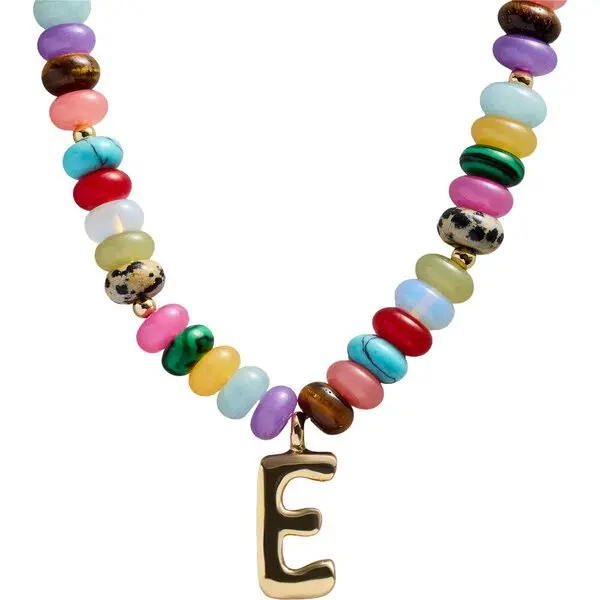 Baublebar Semi Precious Bubble Initial Pendant Necklace - Multi E