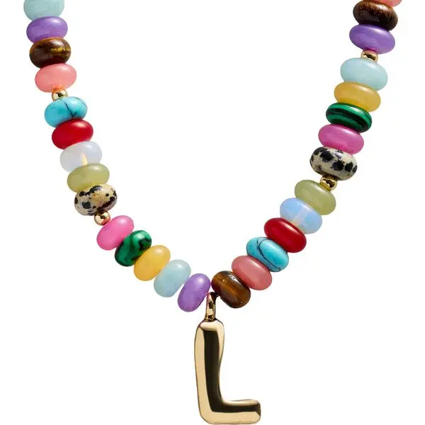 Baublebar Semi Precious Bubble Initial Pendant Necklace - Multi L