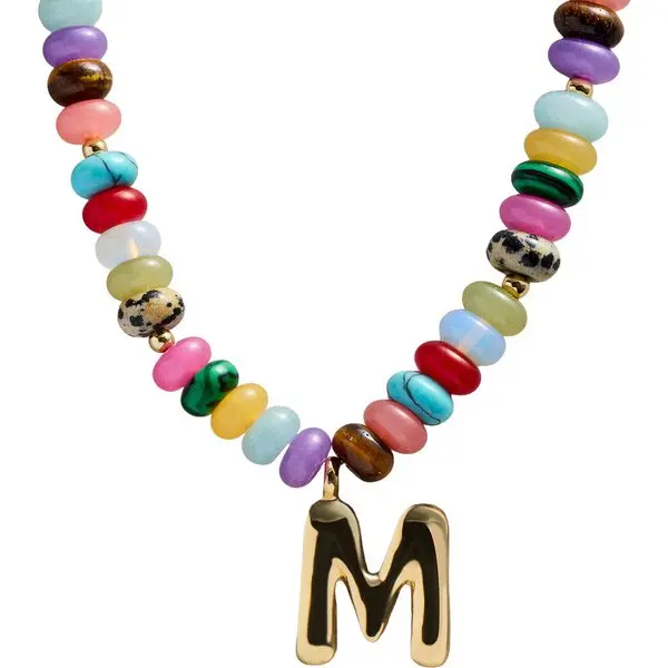 Baublebar Semi Precious Bubble Initial Pendant Necklace - Multi M