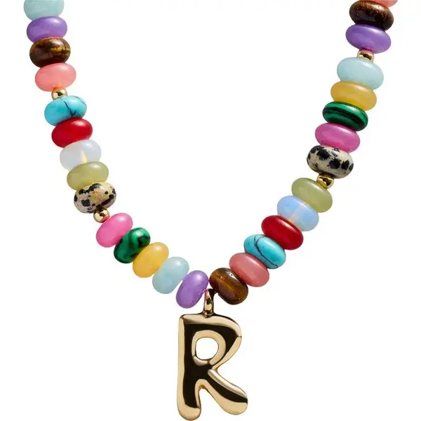 Baublebar Semi Precious Bubble Initial Pendant Necklace - Multi R