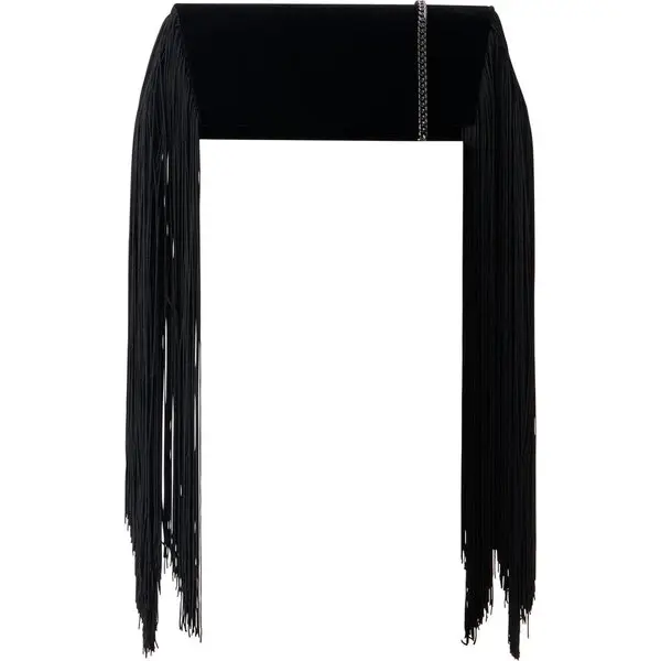 Akris Small Anouk Fringe Velvet Trapezoid Clutch - Black