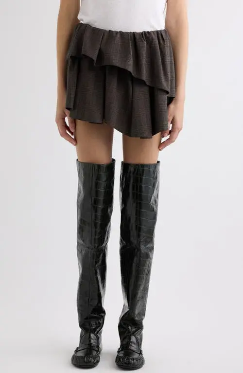 Acne Studios Ifelpa Plaid Ruffle Miniskirt - Brown/black