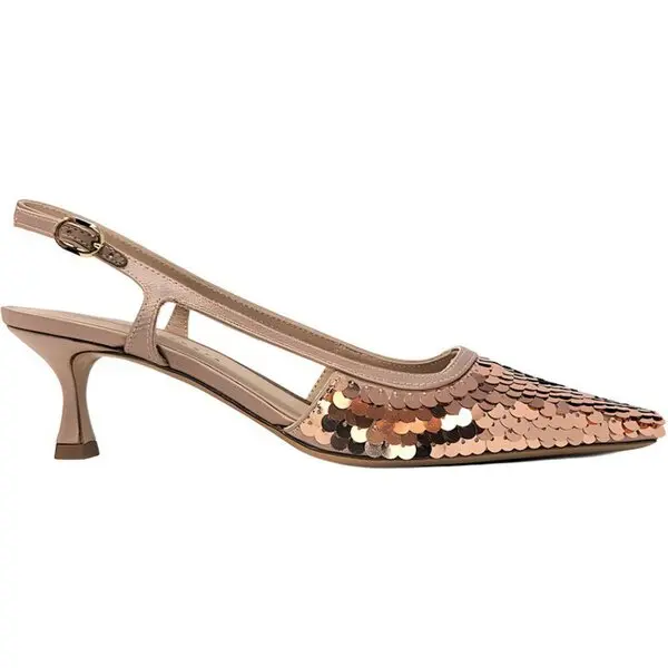MADISON MAISON Sequence Snip Toe Slingback Heel - Gold