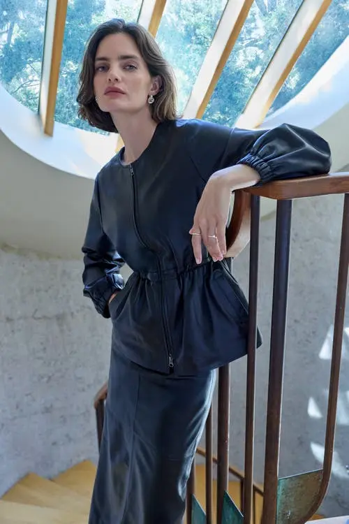 Nordstrom Cinched Waist Leather Jacket