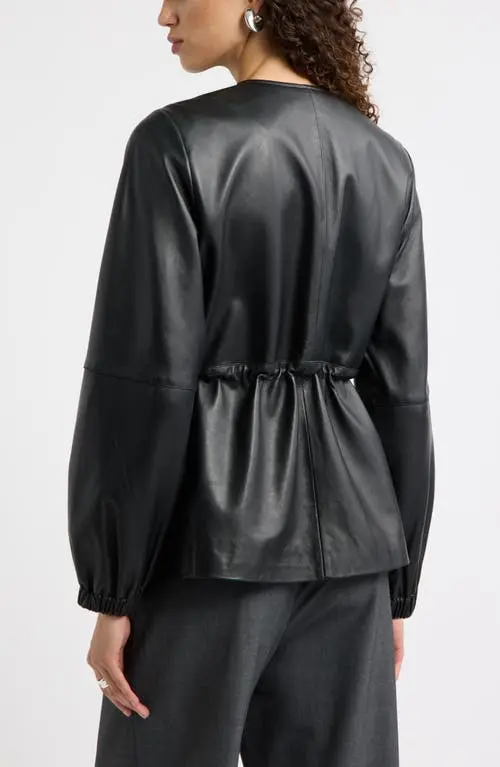 Nordstrom Cinched Waist Leather Jacket