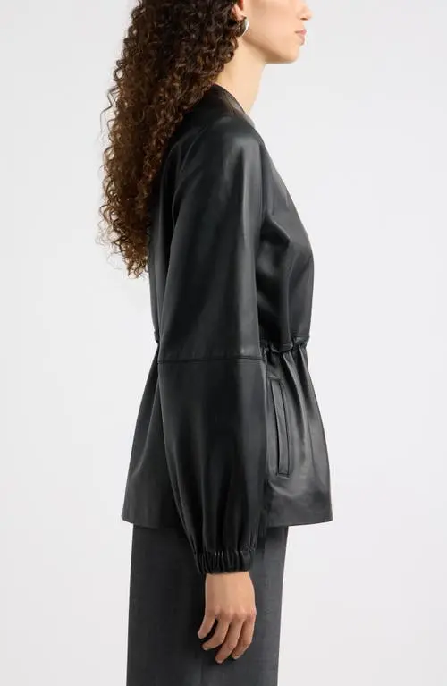 Nordstrom Cinched Waist Leather Jacket