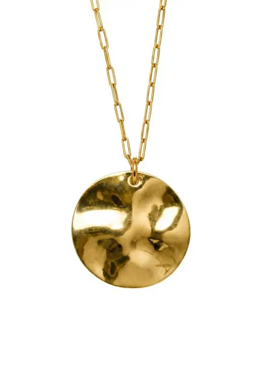 Argento Vivo Textured Disc Pendant Necklace - Gold