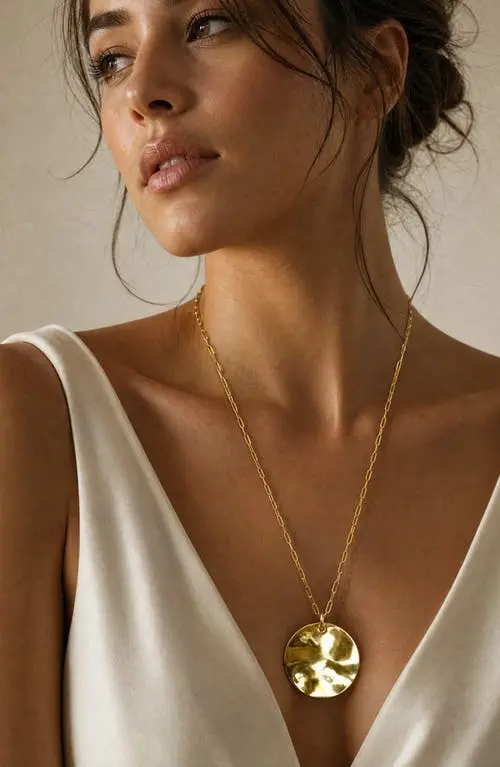 Argento Vivo Textured Disc Pendant Necklace