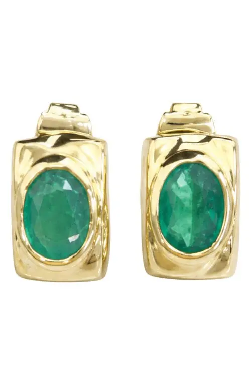 Argento Vivo Rectangular Stone Huggie Hoop Earrings - Gold
