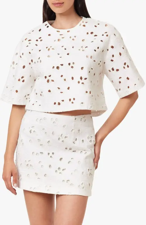 Habitual Embroidered Eyelet Crop Top - White