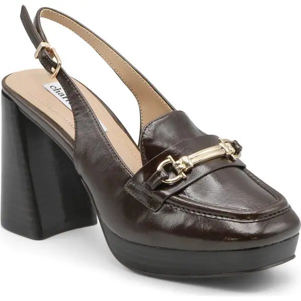CHARLES DAVID Nicko Faux Leather Slingback Pump - Dk Brown-sm