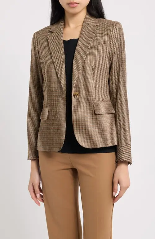 Anne Klein One-button Notch Lapel Blazer - Vicuna Multi