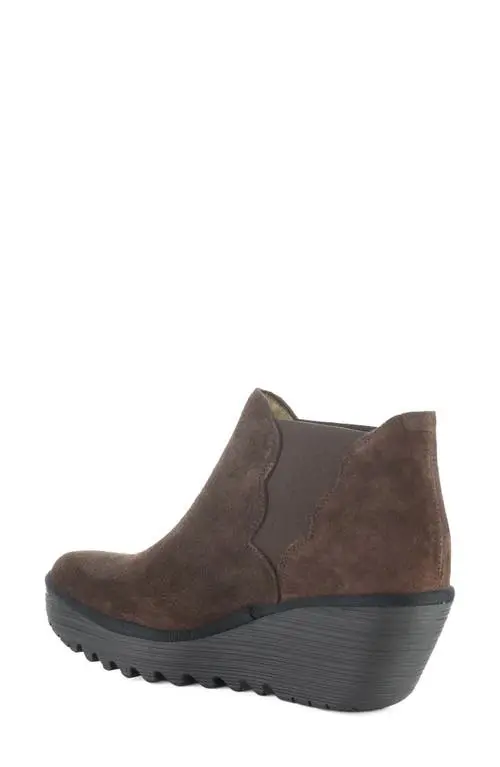 Fly London Yure Wedge Chelsea Leather Bootie - Expresso
