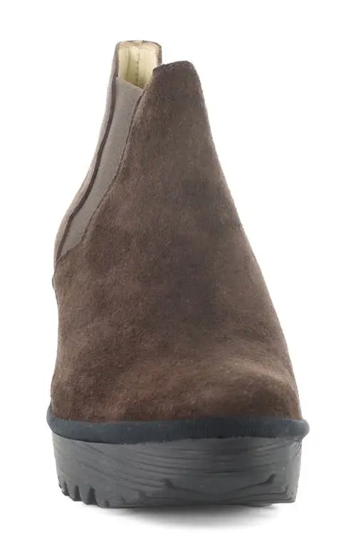 Fly London Yure Wedge Chelsea Leather Bootie - Expresso