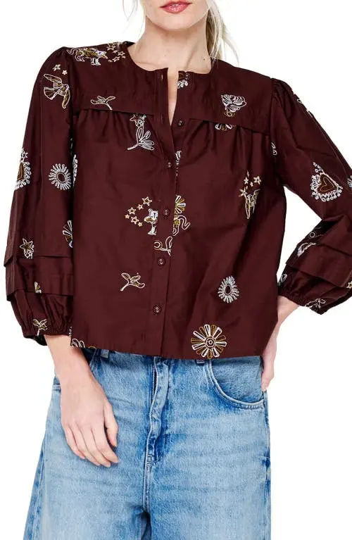 CIEBON Liliane Embroidered Cotton Poplin Shirt