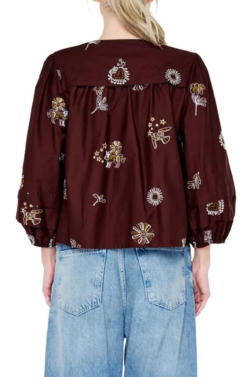CIEBON Liliane Embroidered Cotton Poplin Shirt