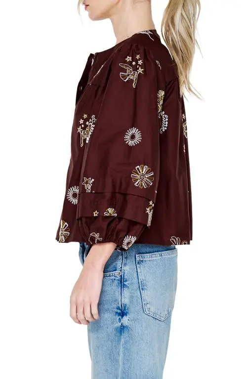 CIEBON Liliane Embroidered Cotton Poplin Shirt