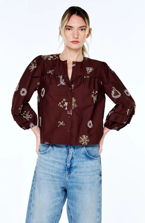 CIEBON Liliane Embroidered Cotton Poplin Shirt