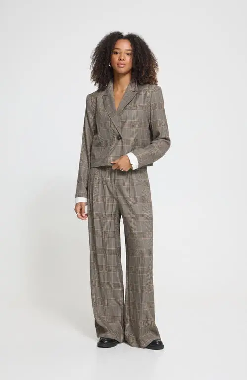 ICHI Checked Cropped Blazer