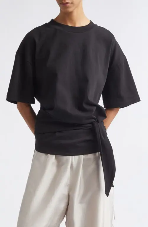 ST. AGNI Split Back Cotton Jersey T-shirt - Black